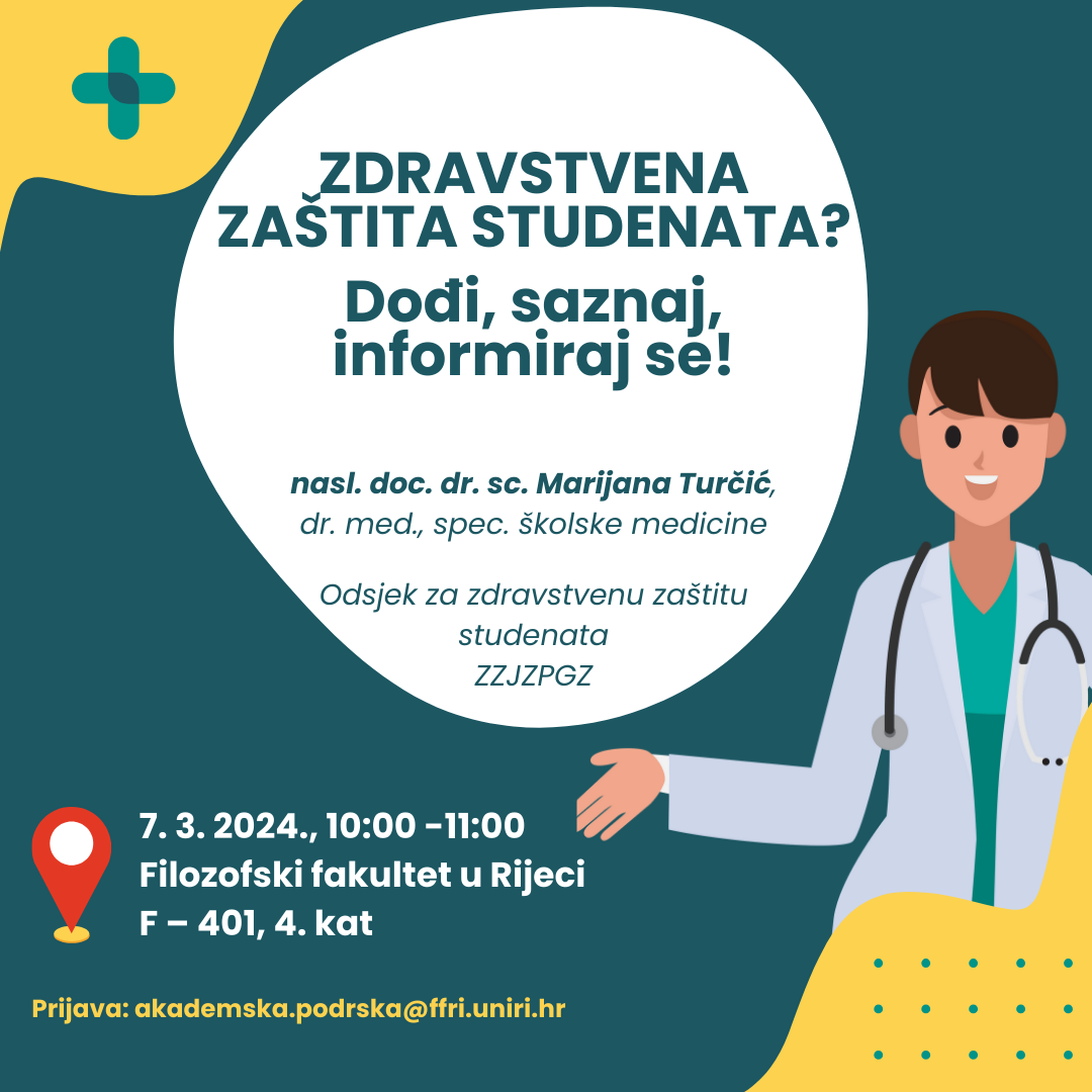 Poziv na predavanje „Zdravstvena zaštita studenata? Dođi, saznaj ...